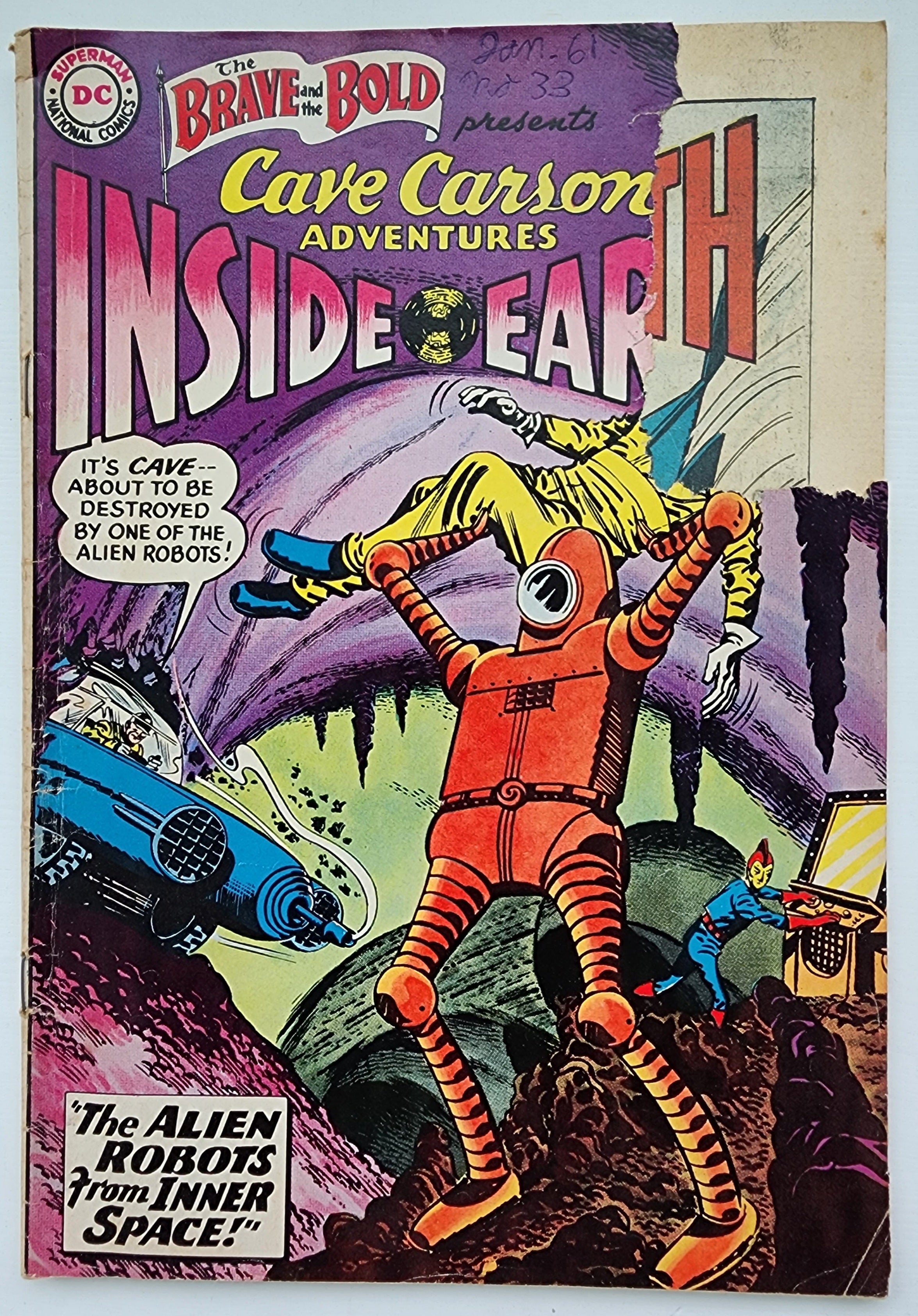 BRAVE AND THE BOLD #33 1961 (3RD APP CAVE CARSON) – Sanctum Sanctorum Comics & Oddities LLC