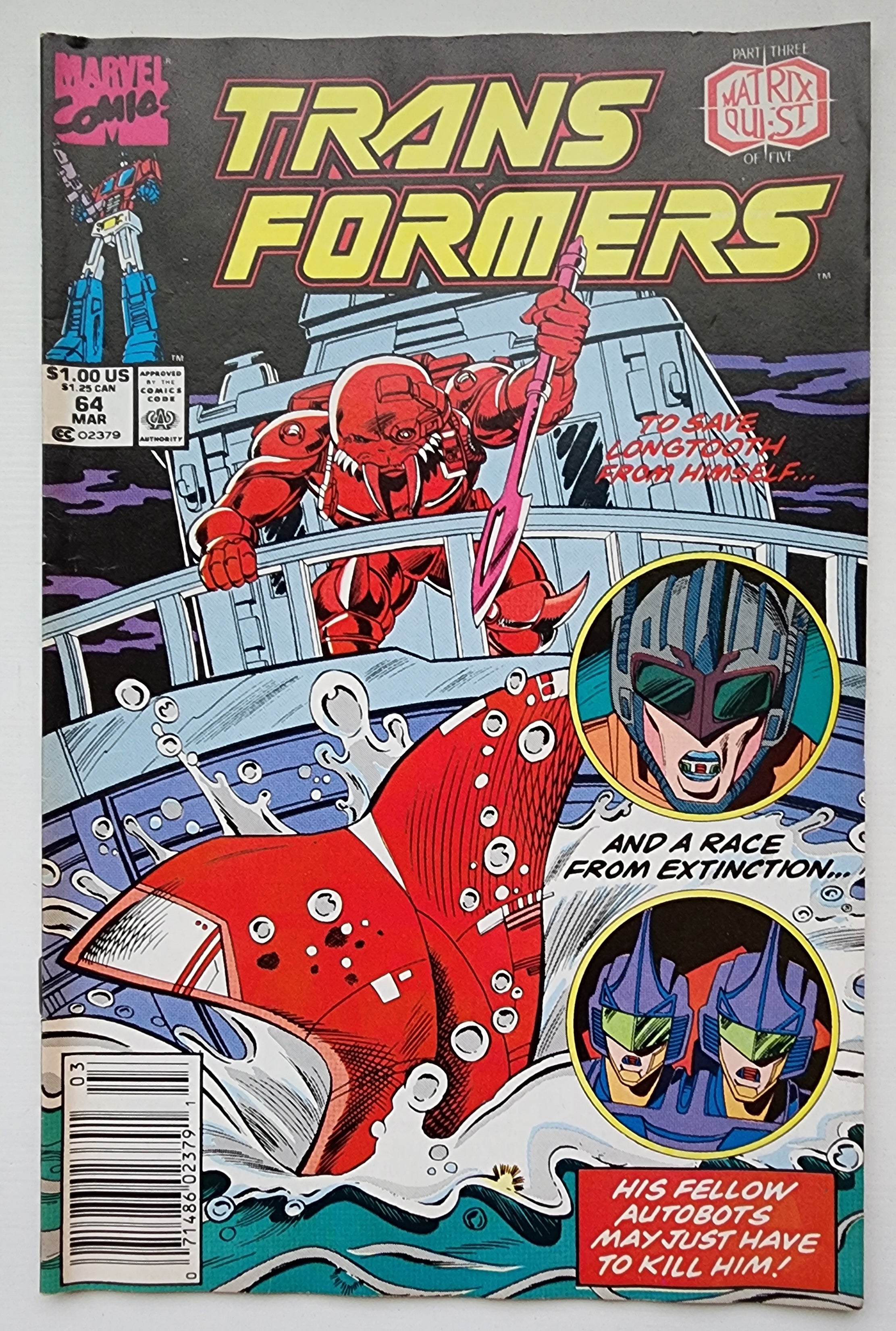 TRANSFORMERS #64 1990 (1ST APP LONGTOOTH & PINCHER) NEWSSTAND – Sanctum ...