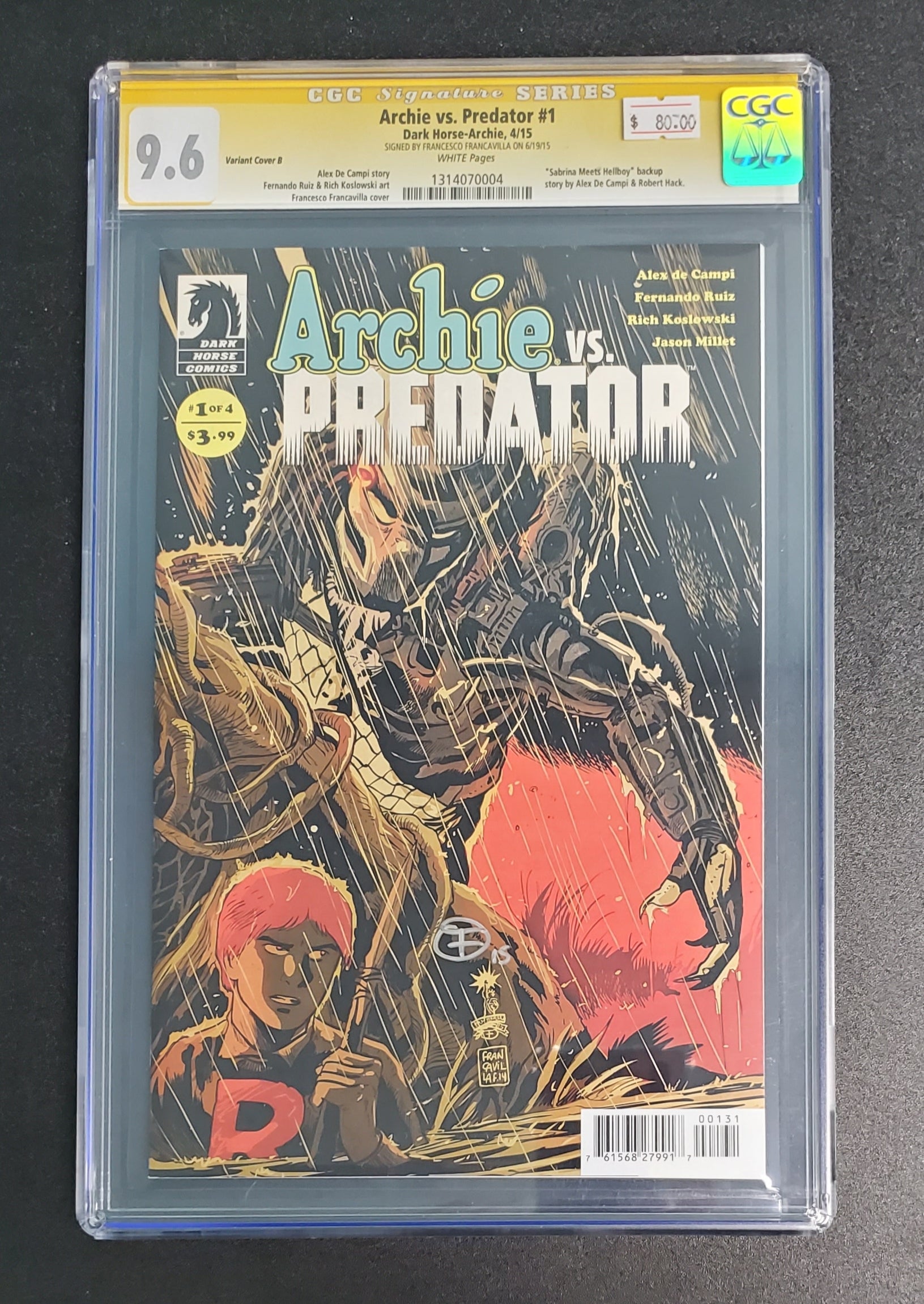 9.6 CGC SS Archie vs. Predator #1 Variant SIGNED by Francavilla 2015 ...