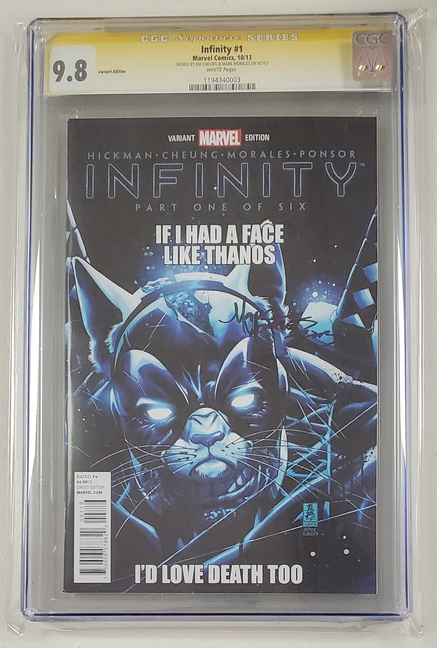 9.8 CGC SS Infinity #1 Deadpool Party Variant Double Signed by Jim Che ...