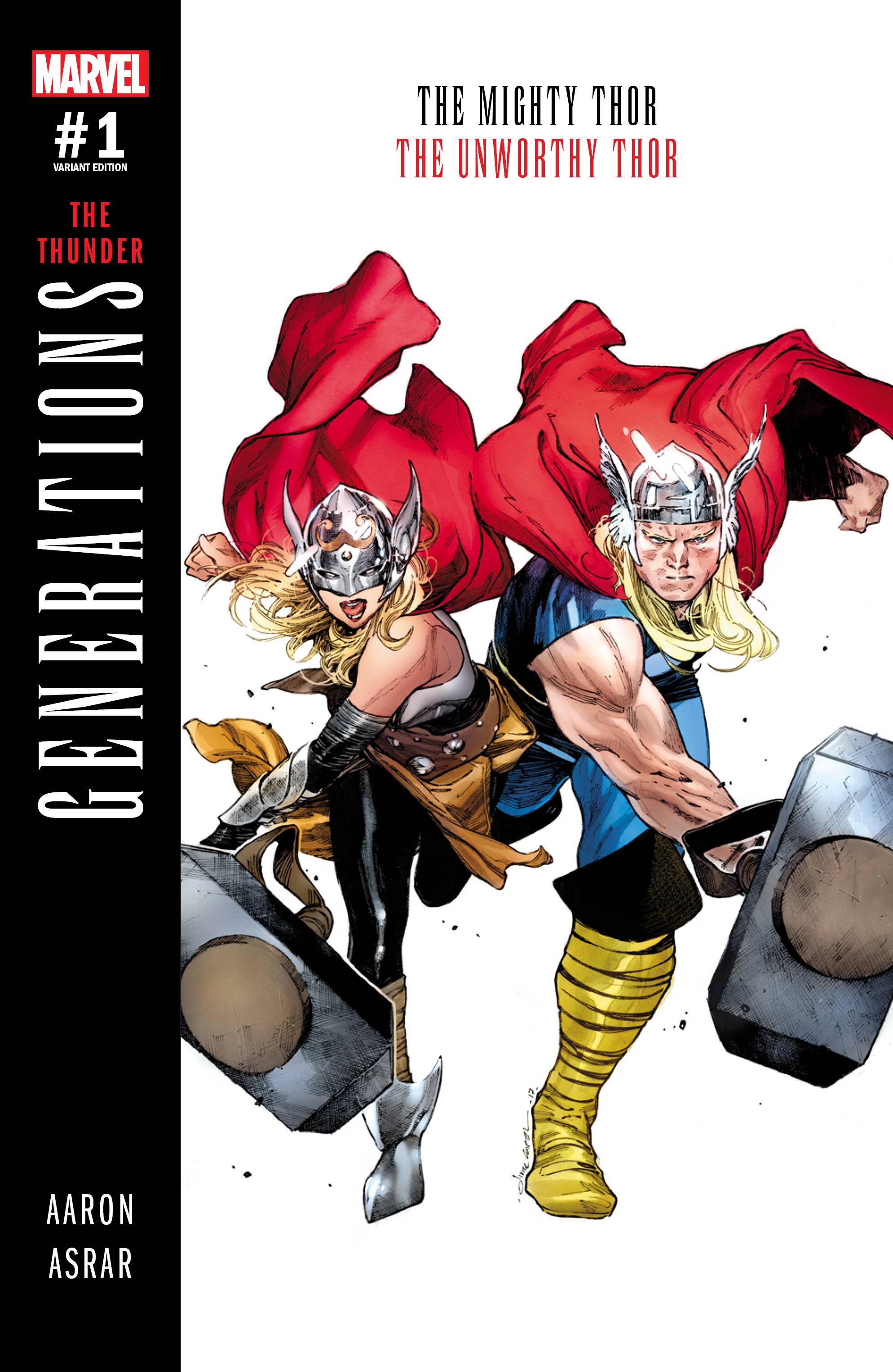 GENERATIONS UNWORTHY THOR & MIGHTY THOR #1 COIPEL VARIANT 2017 ...